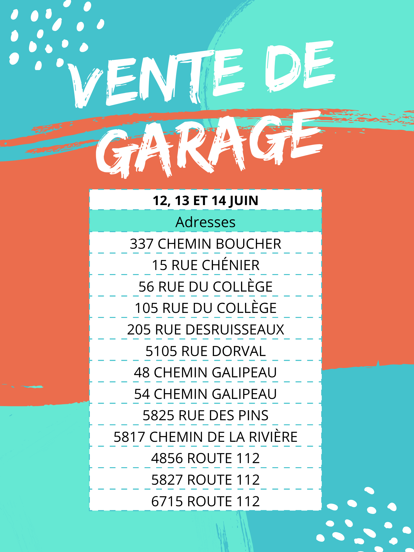 Vente de garage du 12-13 et 14 juin 2026 — Ascot Corner